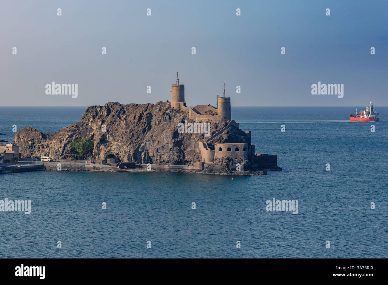 Muscat, Oman. February 08, 2025. Small fort on the coast of Oman Stock ...