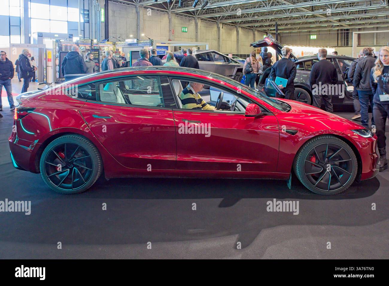 Pasila, Helsinki, Finland – March 14. 2025: Tesla Model 3 electric car ...