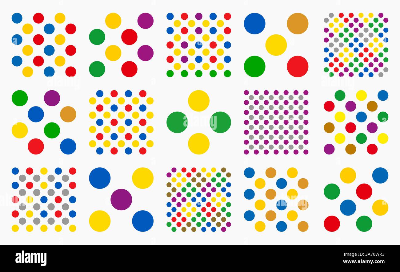 Set of seamless polka dot patterns with colorful round and circle ...