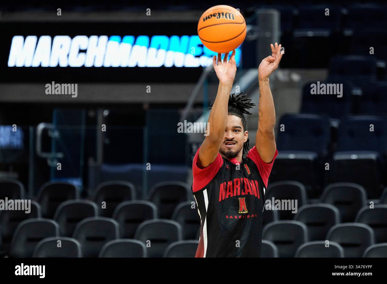 Maryland guard Rodney Rice (1) shoots during practice, Wednesday, March ...