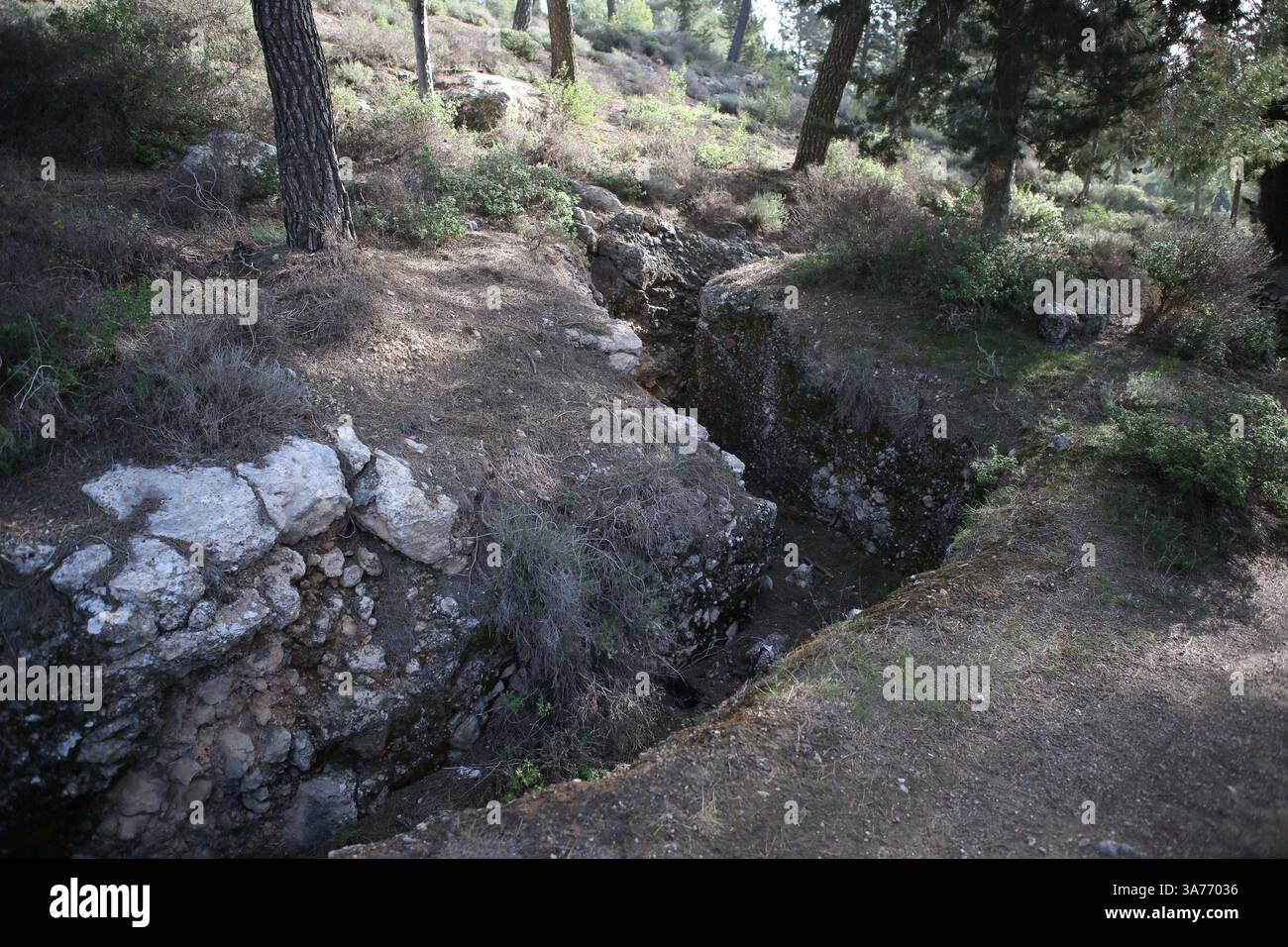 A trench built & dug by Ottoman soldiers in the 1st World War to defend ...