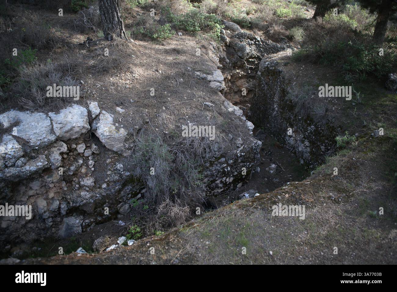 A trench built & dug by Ottoman soldiers in the 1st World War to defend ...