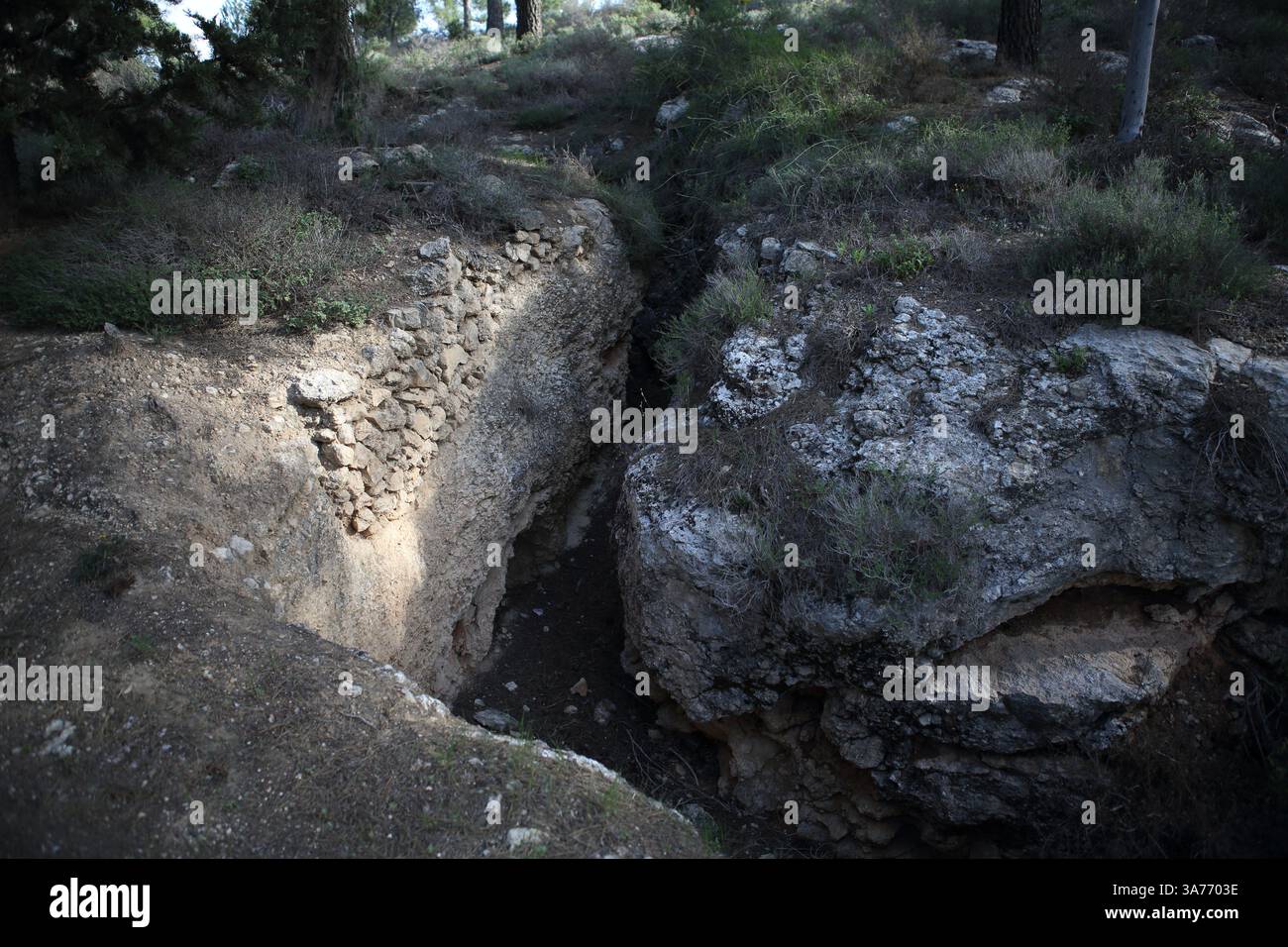 A trench built & dug by Ottoman soldiers in the 1st World War to defend ...