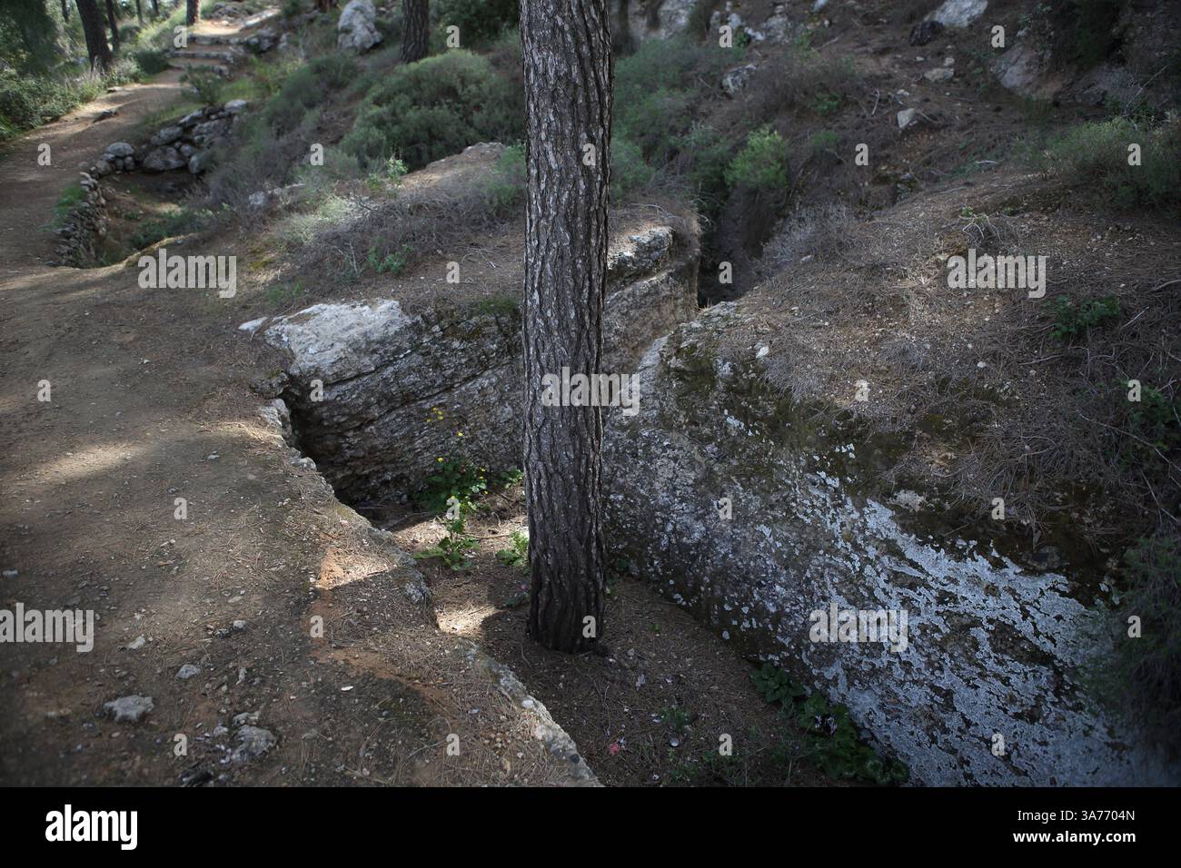 A trench built & dug by Ottoman soldiers in the 1st World War to defend ...
