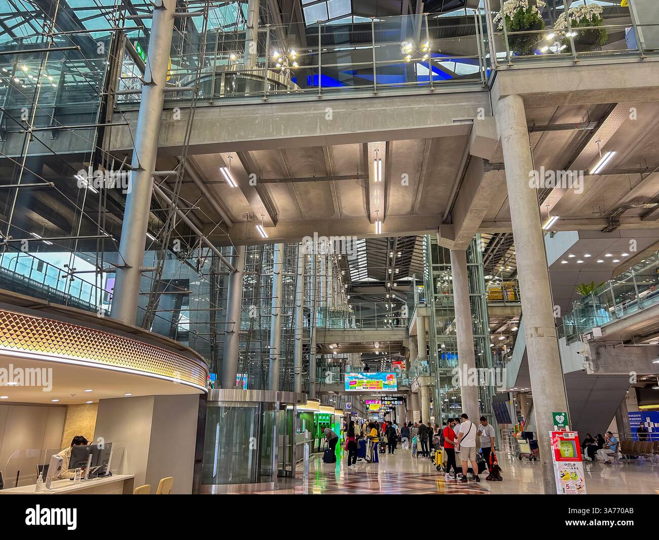 Doha, Qatar, Wide Angle View, Inside Hamad International Airport ...