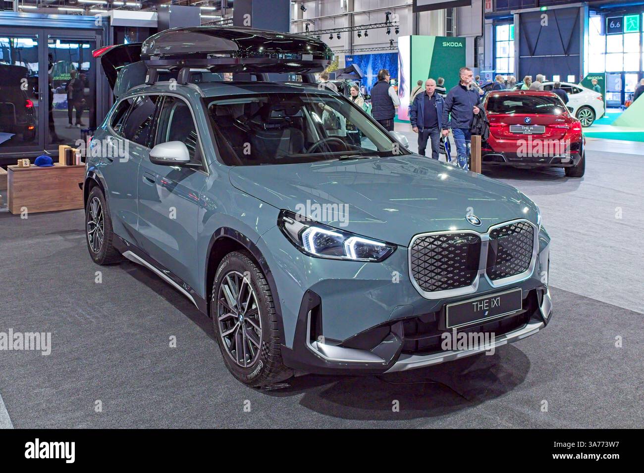 Pasila, Helsinki, Finland – March 14. 2025: BMW iX1 car at AUTO 25 and ...