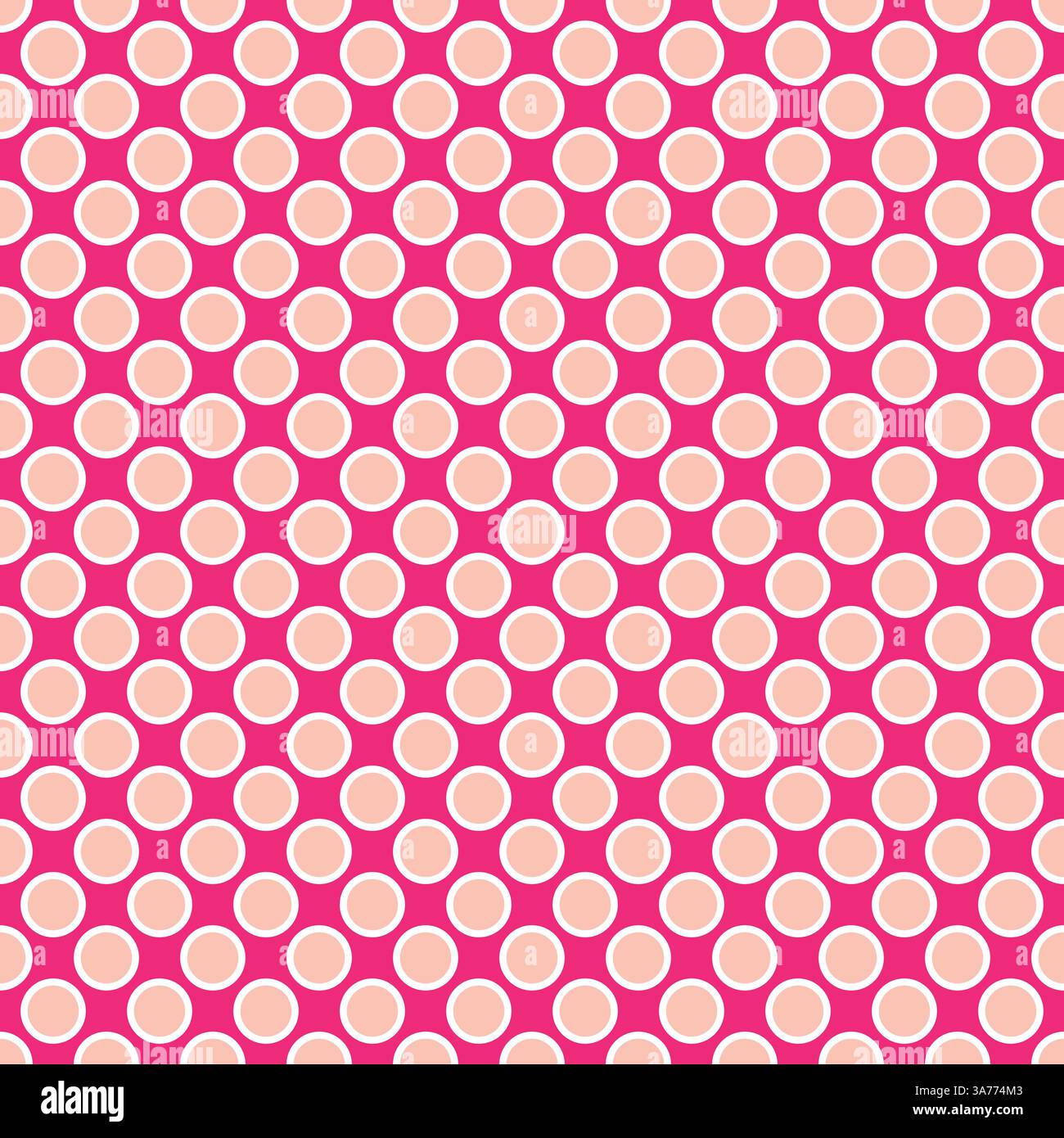 Seamless vector light dots pattern with white border on pink background ...