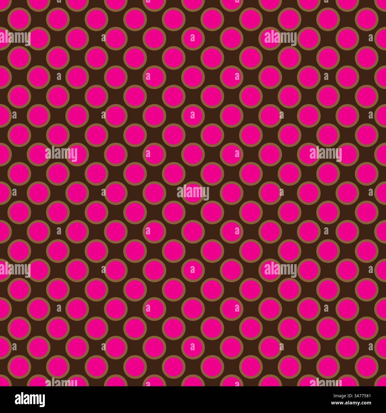 Seamless vector pink dots pattern with light brown border on brown ...
