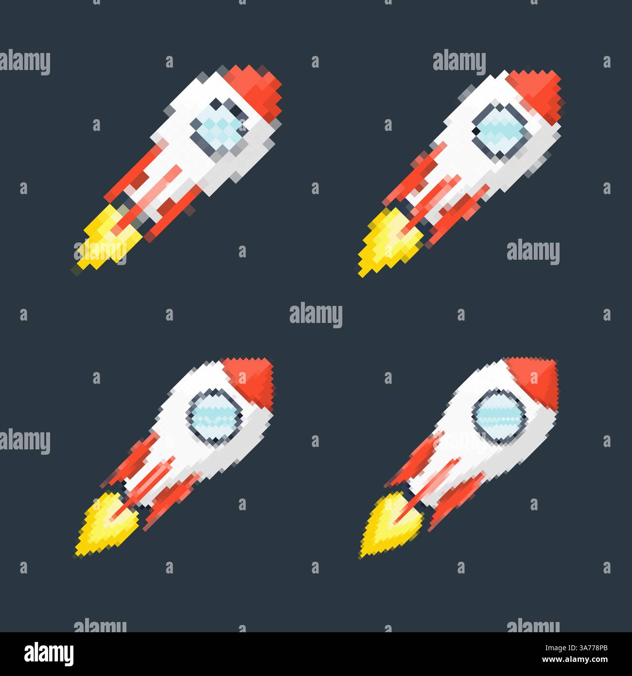 Pixel art rocket with fiery trails, retro games, space-themed designs ...