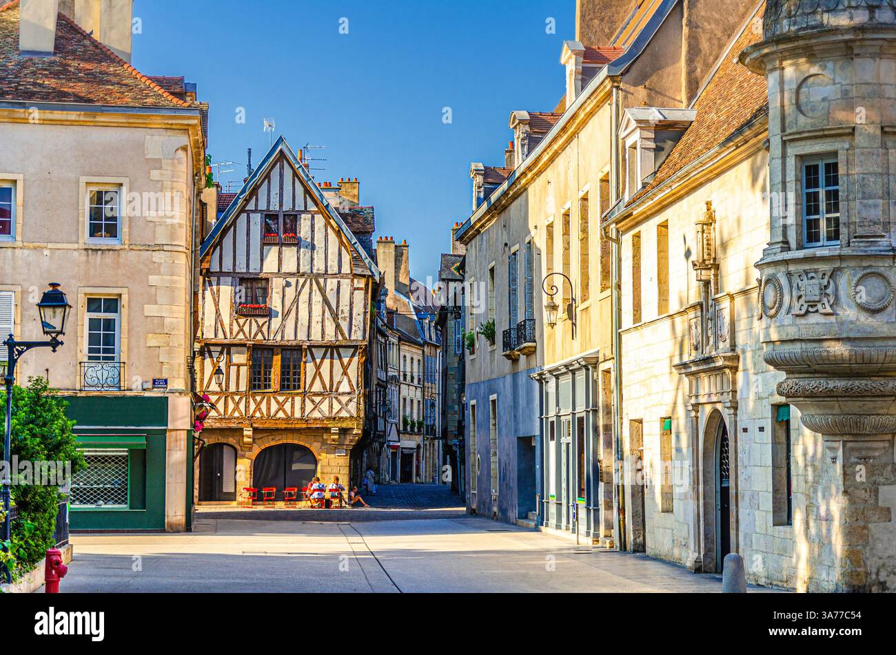 Dijon old town, medieval buildings and traditional old houses with ...