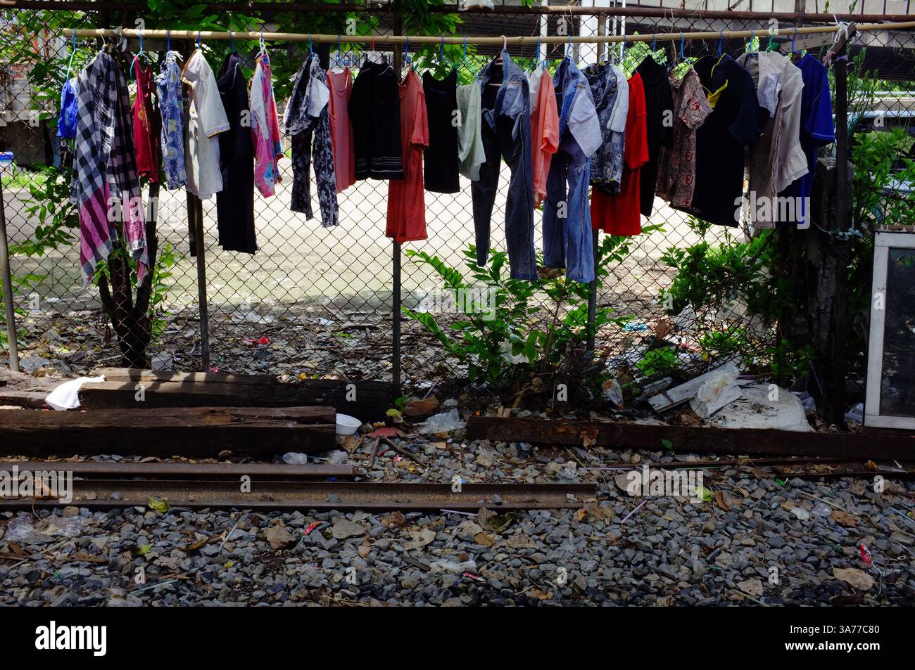 June 09, 2012 - Klong Toei, Bangkok, Thailand - Clothes drying in open ...