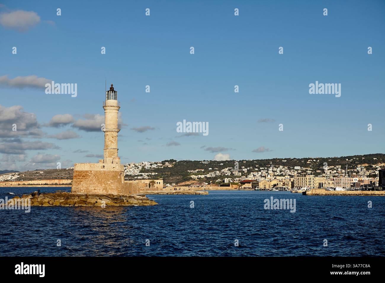 Lighthouse of Chania venetian port Stock Photo - Alamy