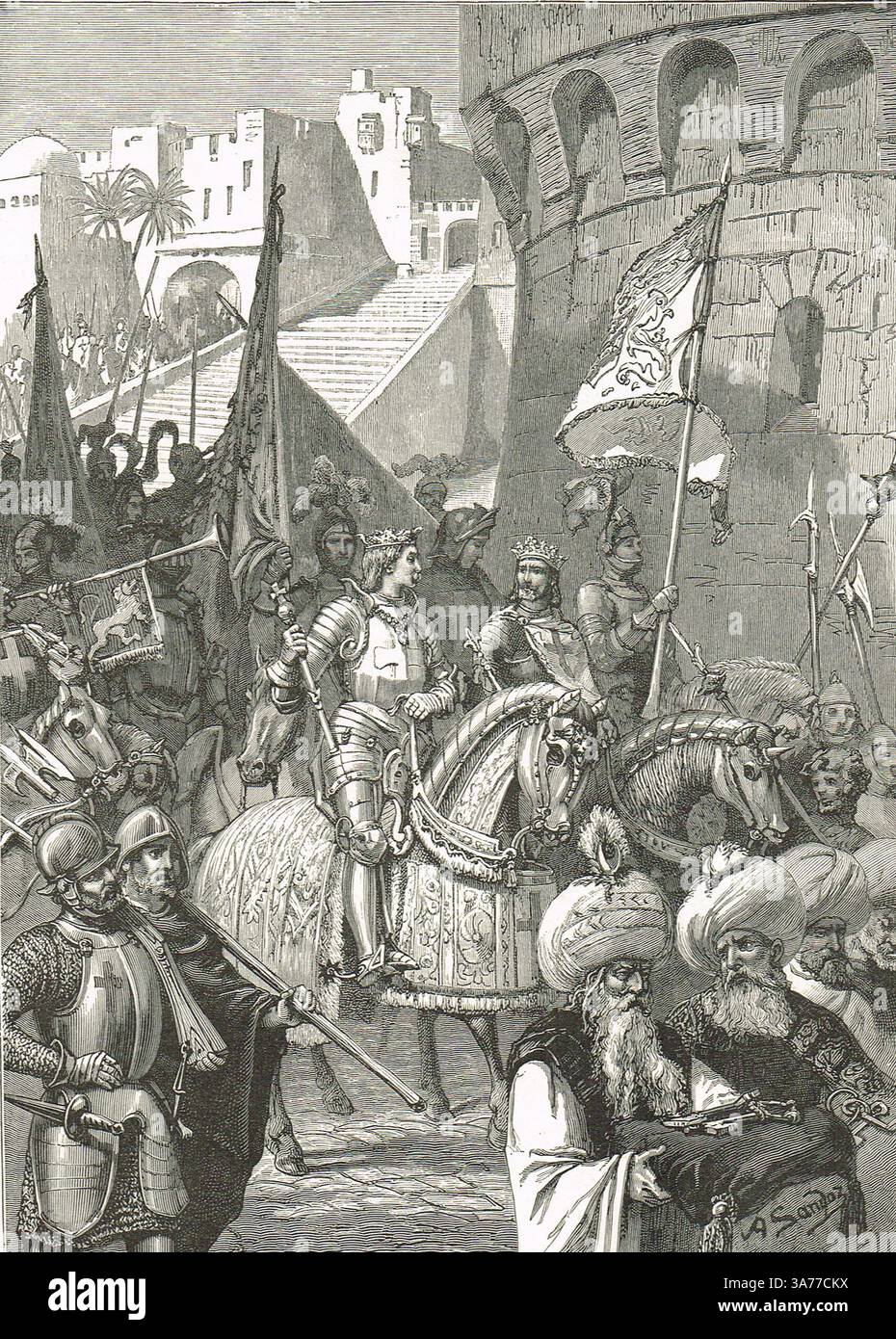 The triumphal entry into Acre of King Richard I and King Philip II of ...