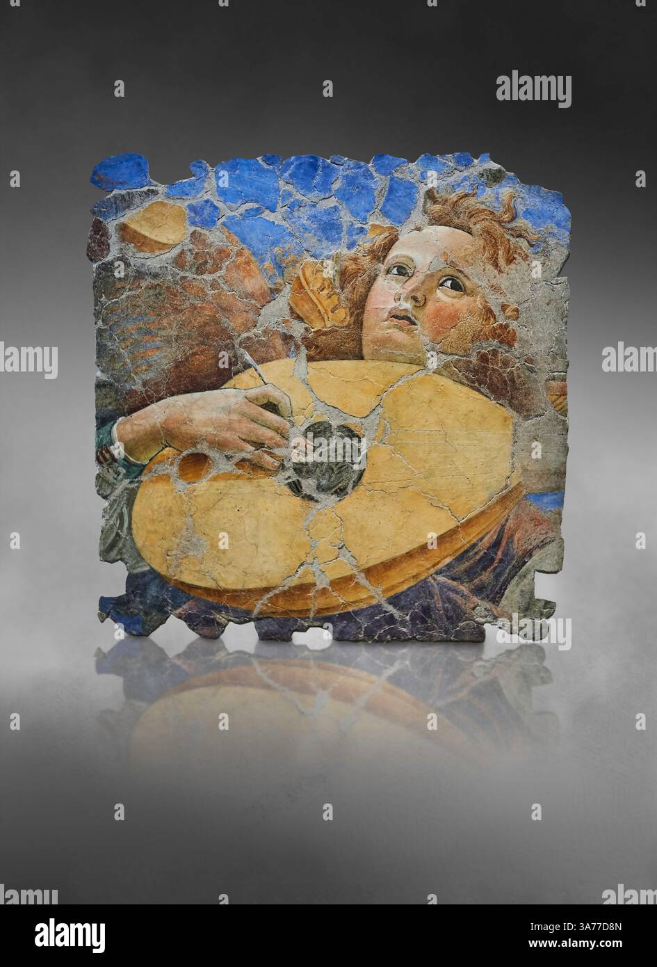 Fragment of a Renaissance apse ceiling fresco depicting an angel ...