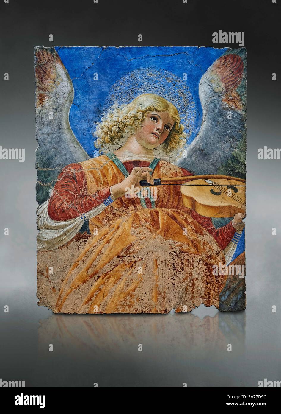 Fragment of a Renaissance apse ceiling fresco depicting an angelic ...