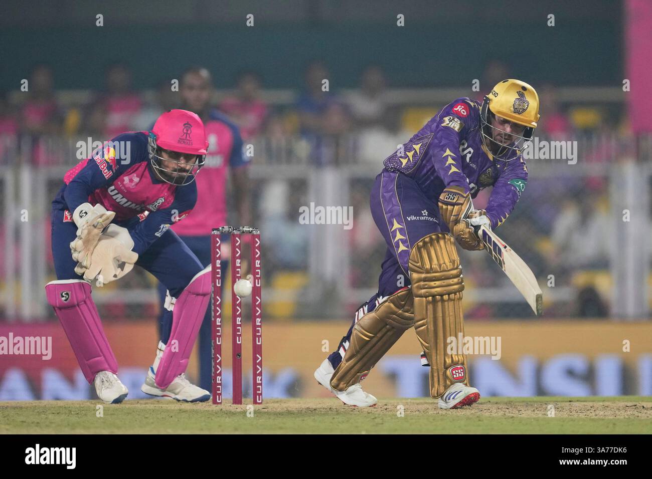 Kolkata Knight Riders' Quinton de Kock plays a shot during the Indian ...