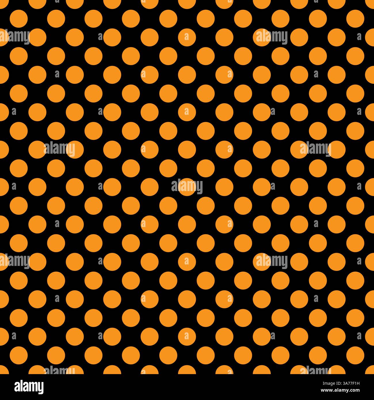 Beautiful seamless vector orange polka dots pattern on black background ...