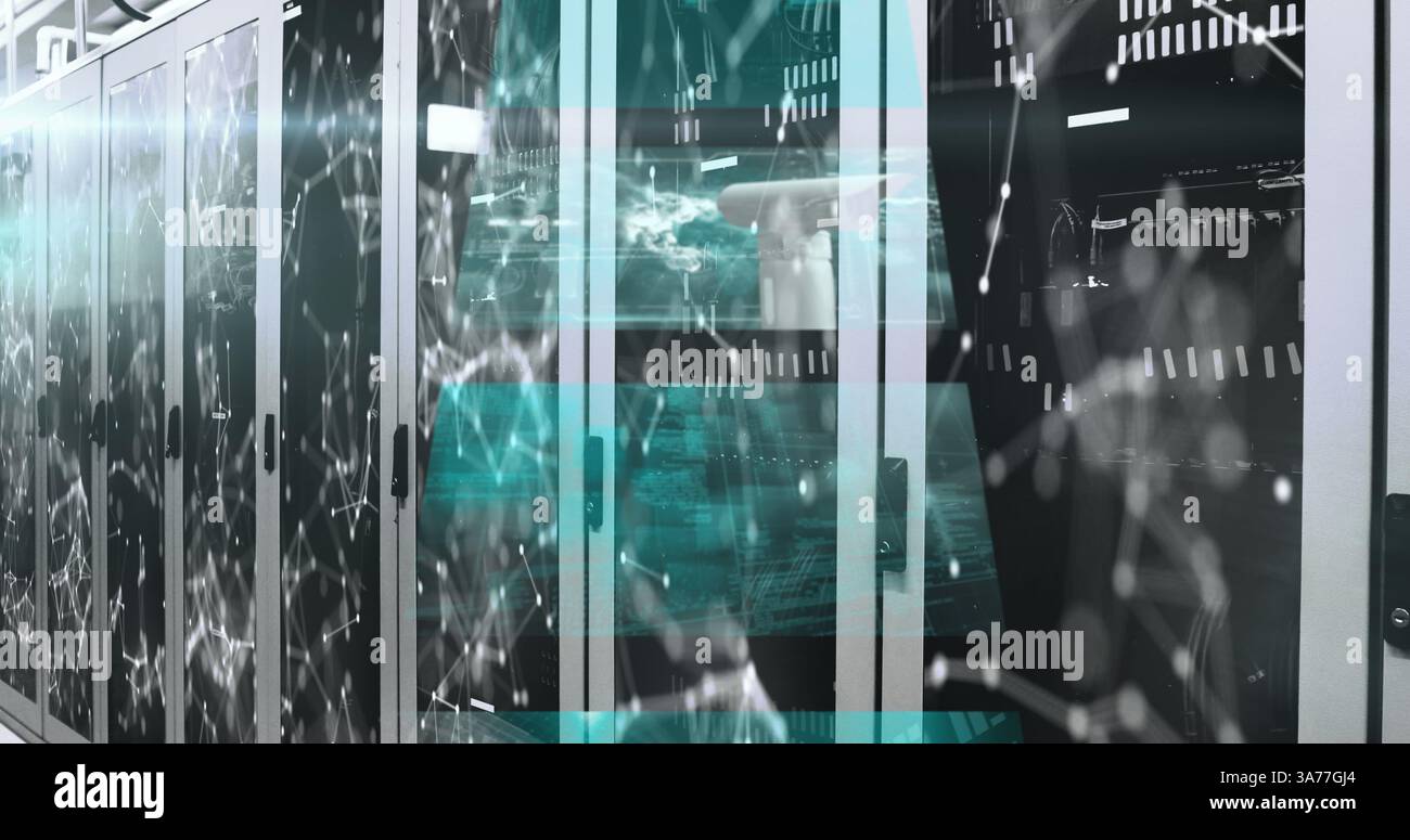 Network of connections against multiple screens with data processing ...