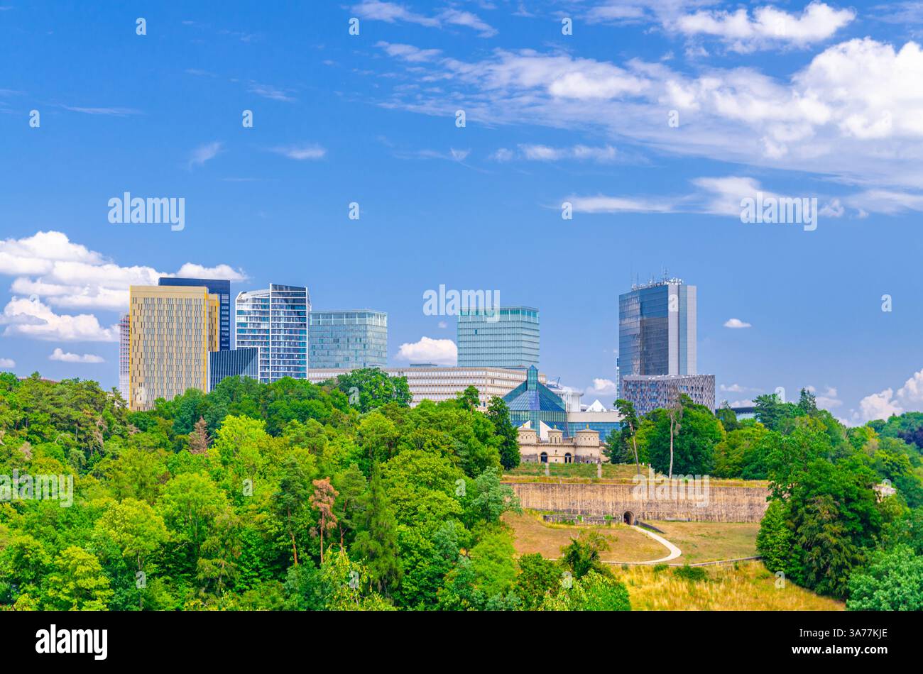 Luxembourg City aerial panoramic view of Kirchberg central business ...