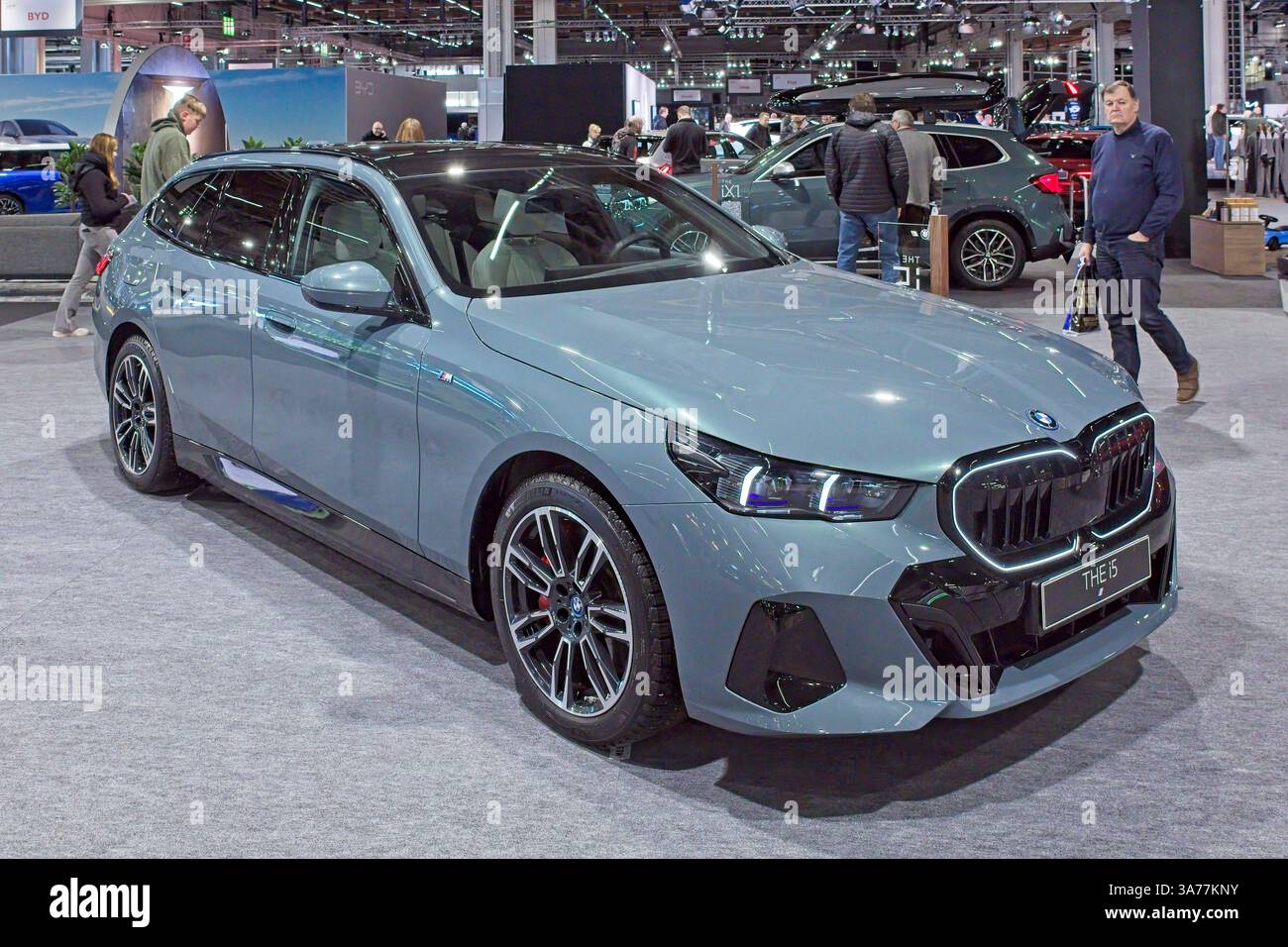 Pasila, Helsinki, Finland – March 14. 2025: BMW i5 car at AUTO 25 and ...