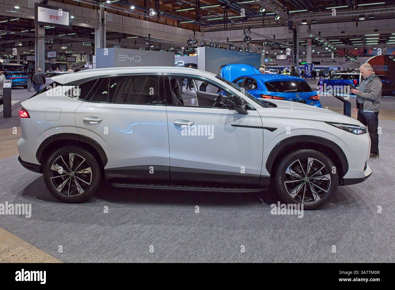 Pasila, Helsinki, Finland – March 14. 2025: MG HS PHEV car at AUTO 25 ...