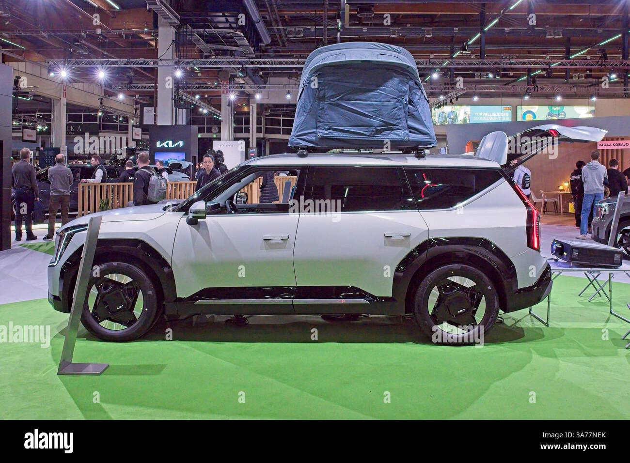 Pasila, Helsinki, Finland – March 14. 2025: Kia EV9 AWD electric car at ...