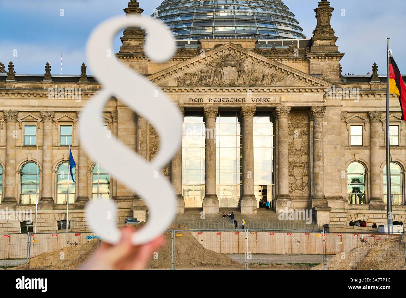 Berlin, Germany - March 26, 2025: A paragraph symbol is placed in front ...
