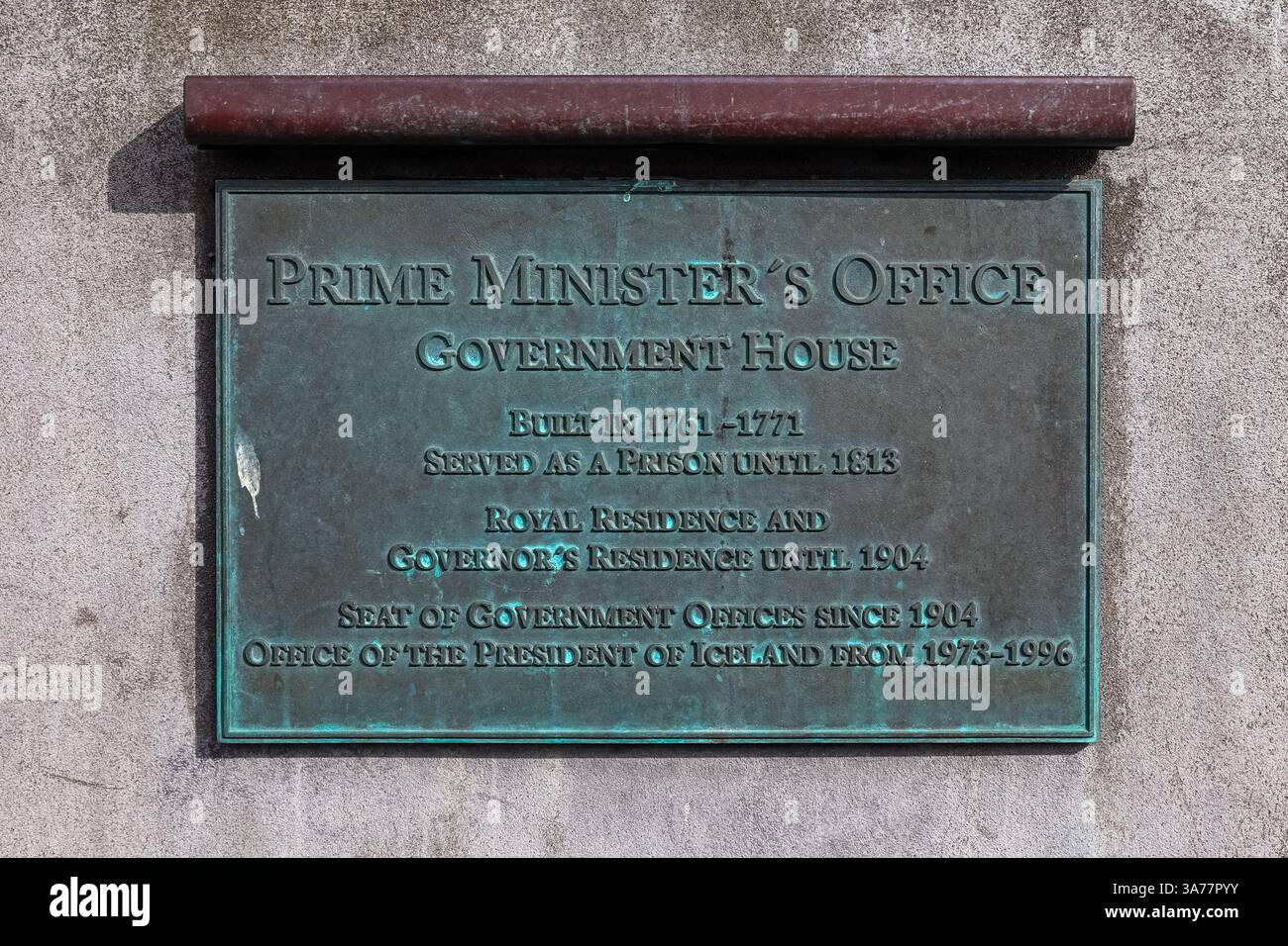 Commemorative plaque on Government House in Reykjavik highlights the ...