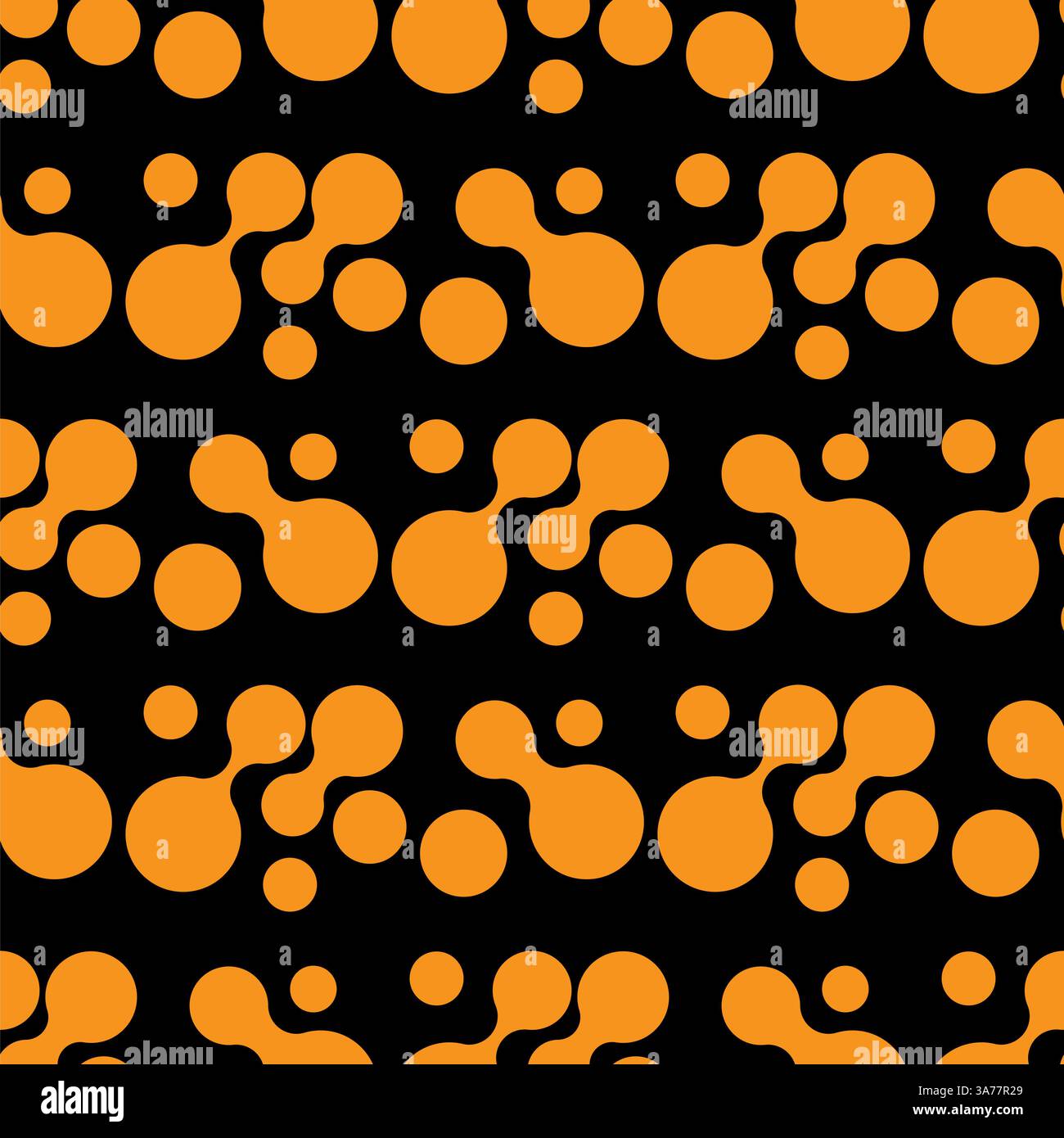 Meta ball Connect Dot Set. Seamless Orange Molecule chain. Circle Shapes. Abstract Geometric ...