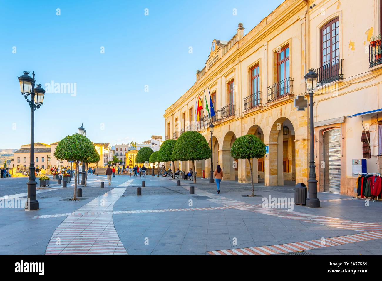 The Parador de Turismo building in the Plaza Espana square old town ...