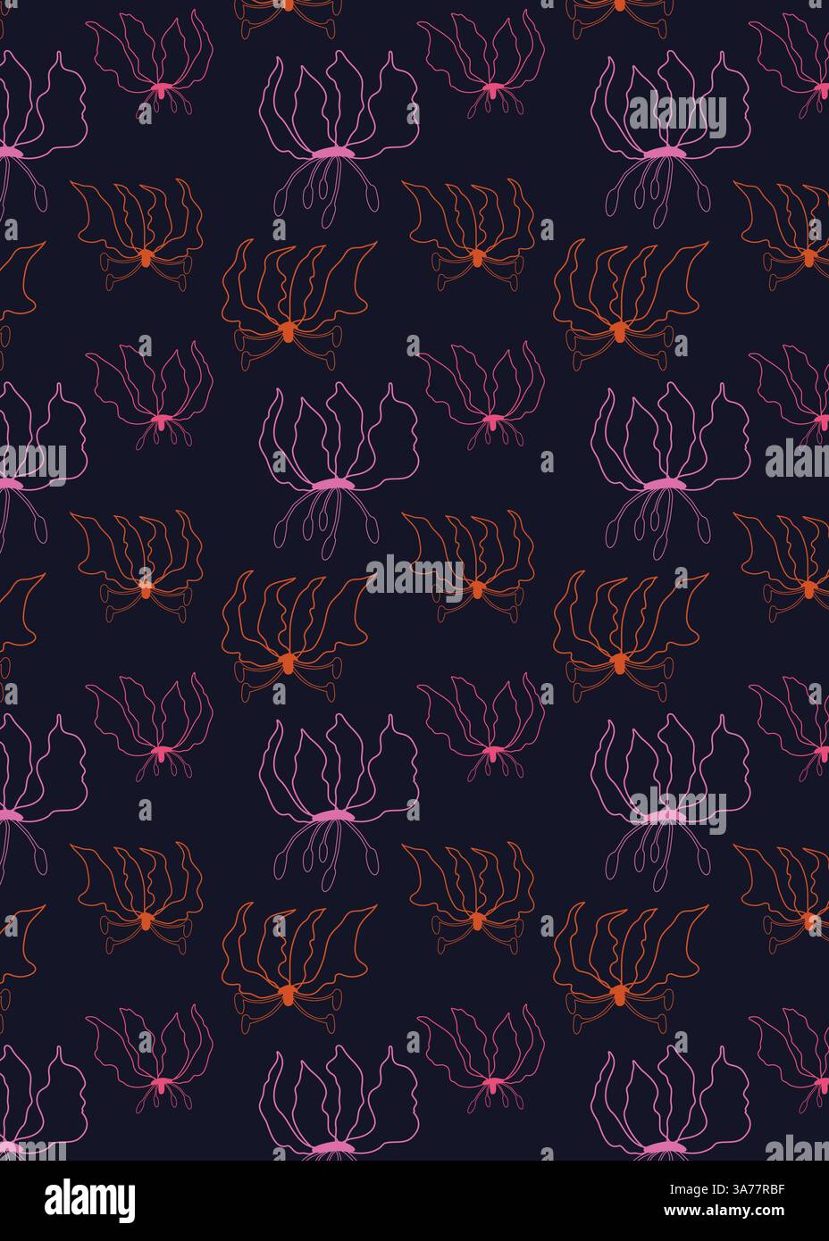 Seamless pattern Exotic Flame Lily. Tropical floral sample with ...