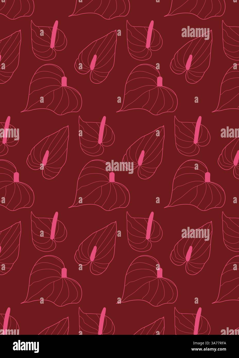 Seamless pattern Exotic Anthurium. Tropical floral sample with ...