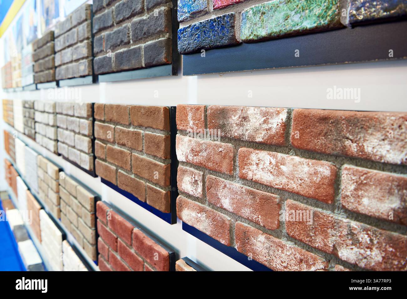 Samples of brick decorative wall panel on store exhibition Stock Photo ...