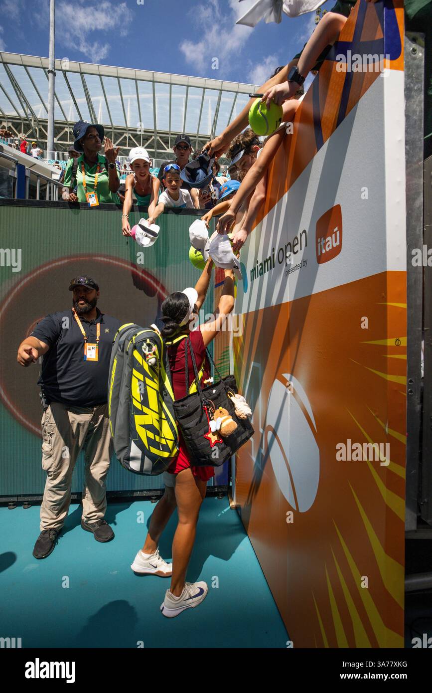 Alexandra Eala of the Philippines signs autographs after winning a ...