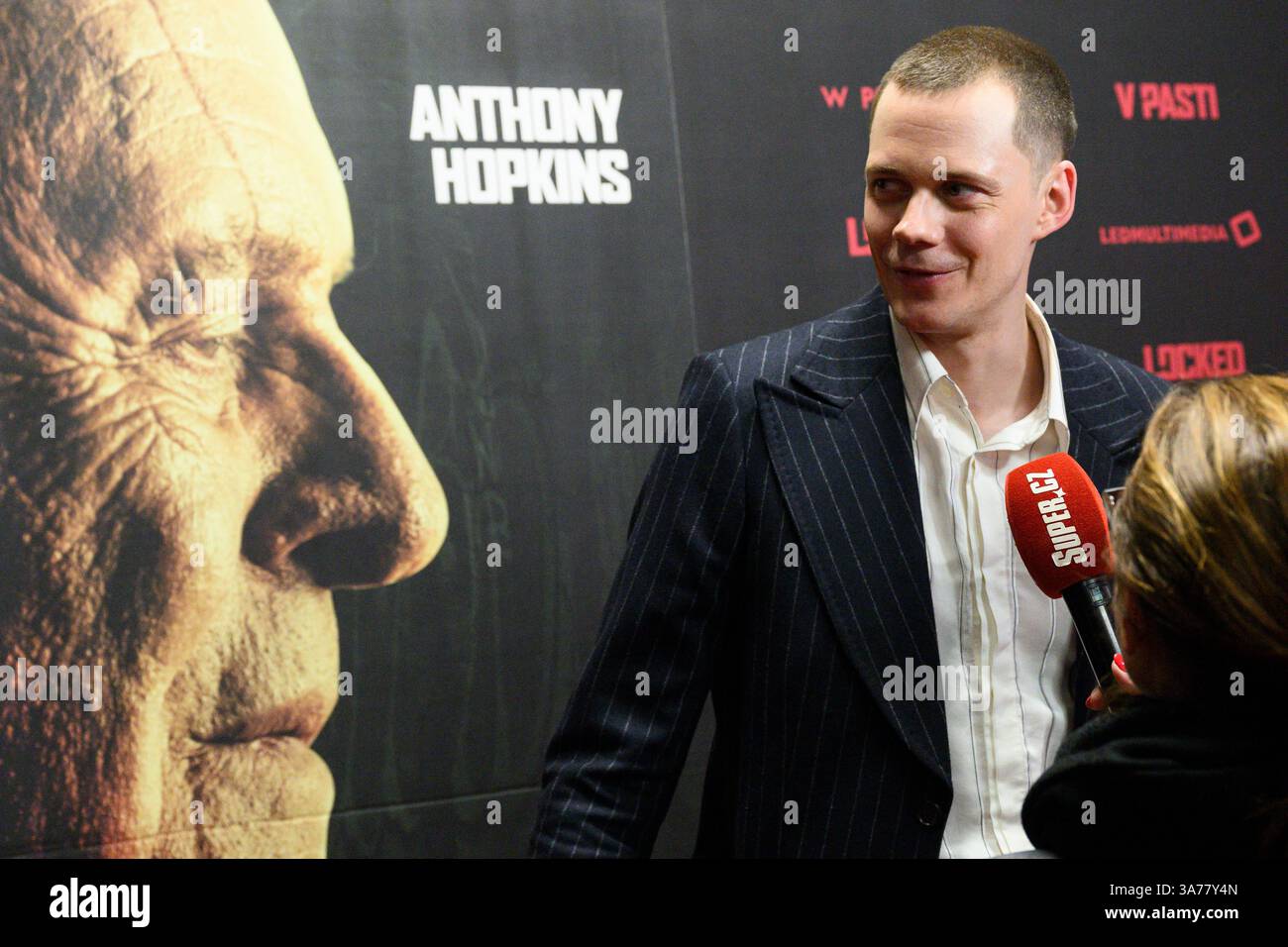Prague, Czech Republic. 26th Mar, 2025. Actor Bill Skarsgard answers ...
