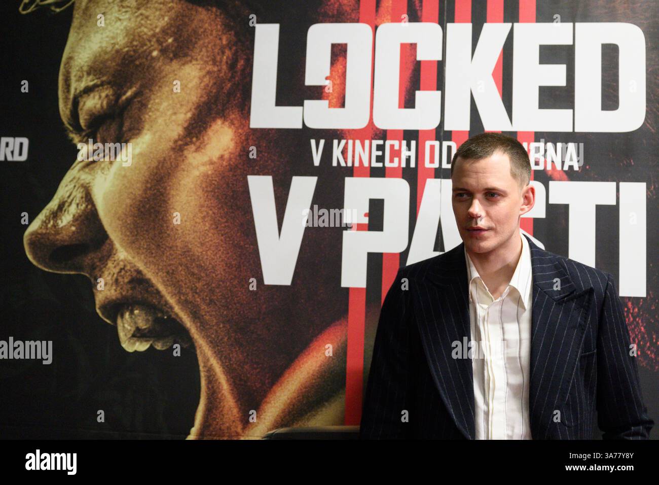 Prague, Czech Republic. 26th Mar, 2025. Actor Bill Skarsgard poses ...