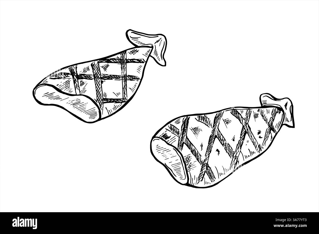 Monochrome grilled dressed squid tubes set vector illustration painted ...