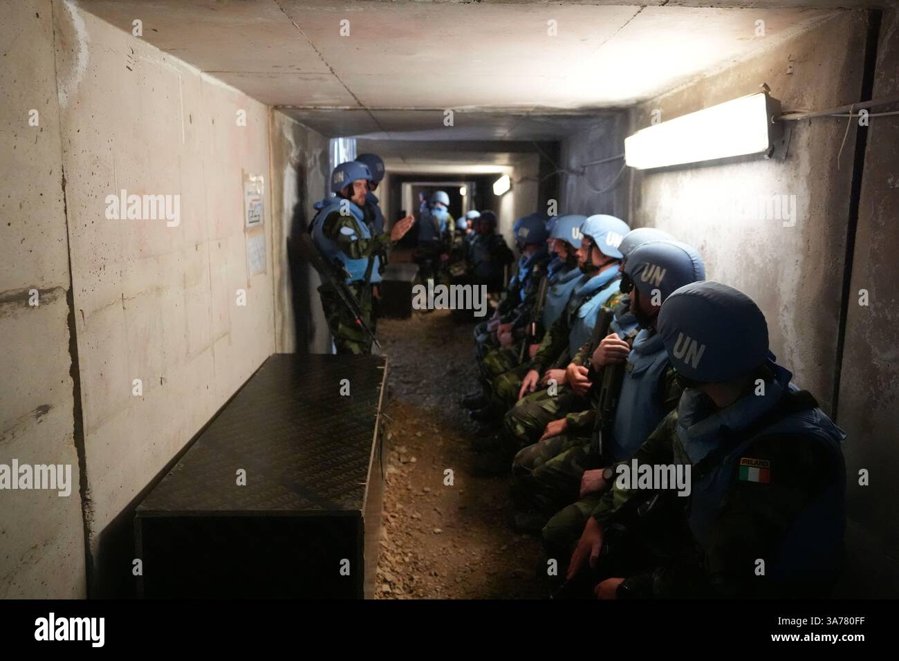 Irish Troops take part in a Ground Hog exercise in a bunker as Tanaiste ...