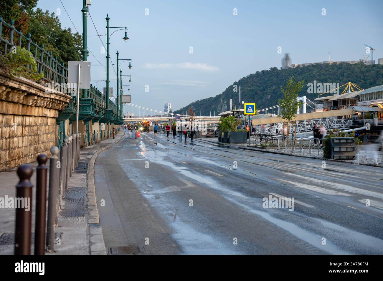 Budapest, Hungary - September 24, 2024: Budapest roads drying after ...