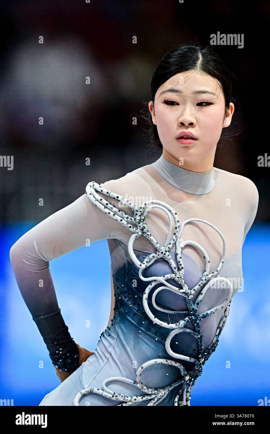 Xiangyi AN (CHN), during Women Short Program, at the ISU World Figure Skating Championships 2025 ...