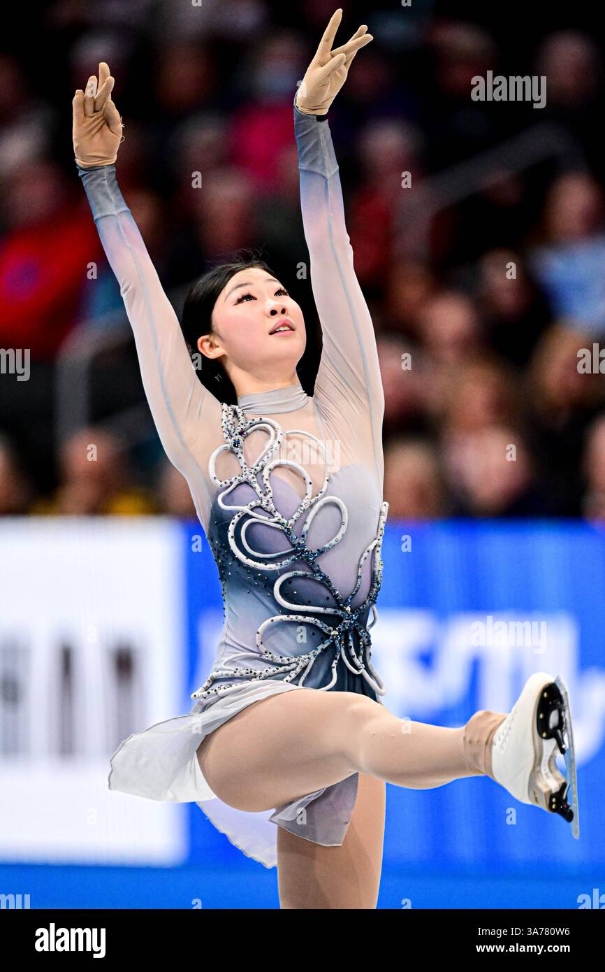 Xiangyi AN (CHN), during Women Short Program, at the ISU World Figure Skating Championships 2025 ...