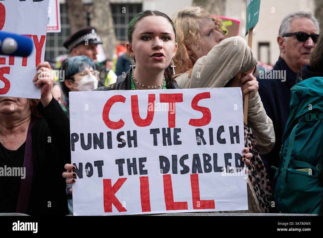 London, UK. 26 March, 2025. Disability rights activists, including from ...