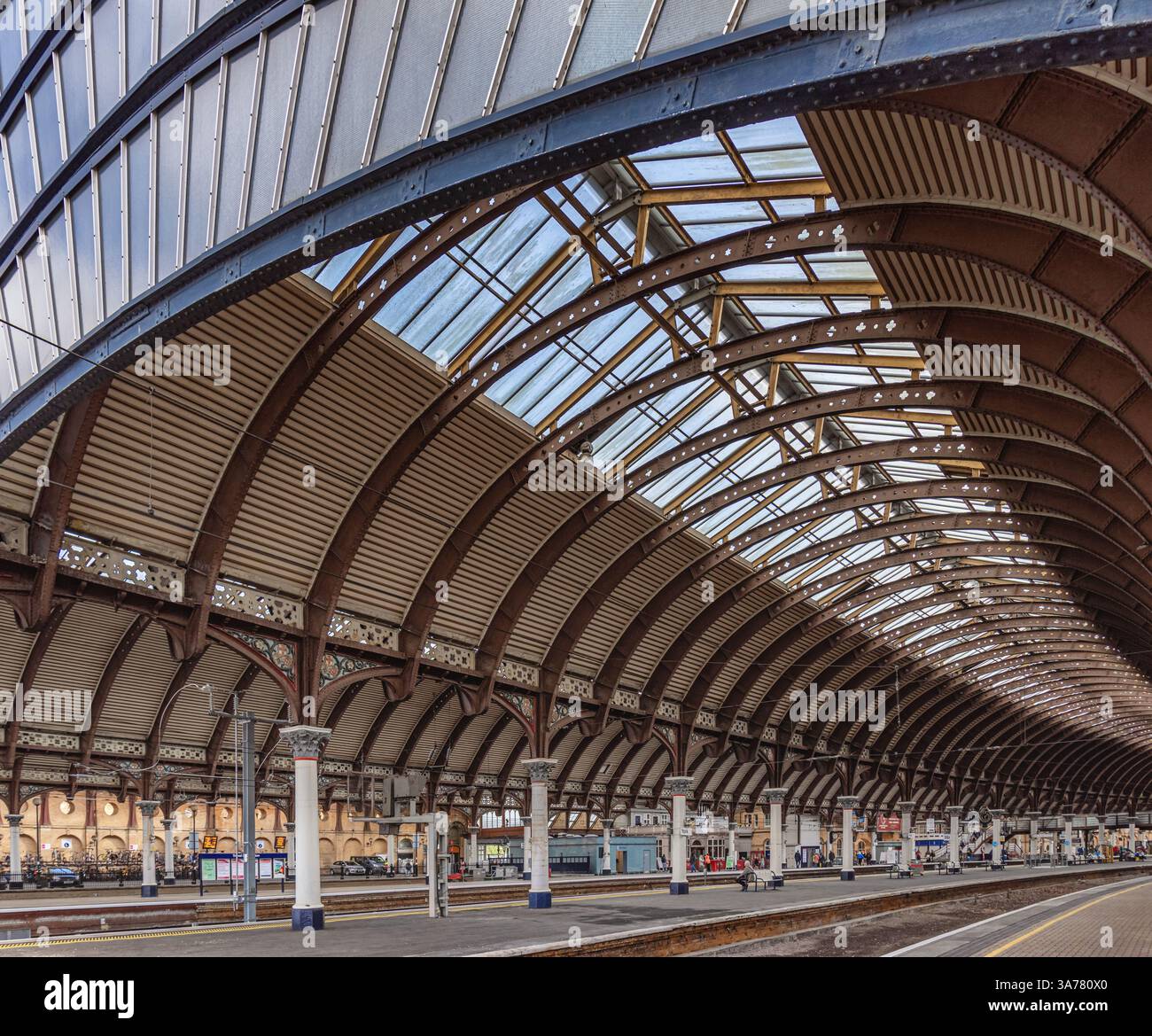 Panoramic view of the of 19th Century architecture of a railway station ...