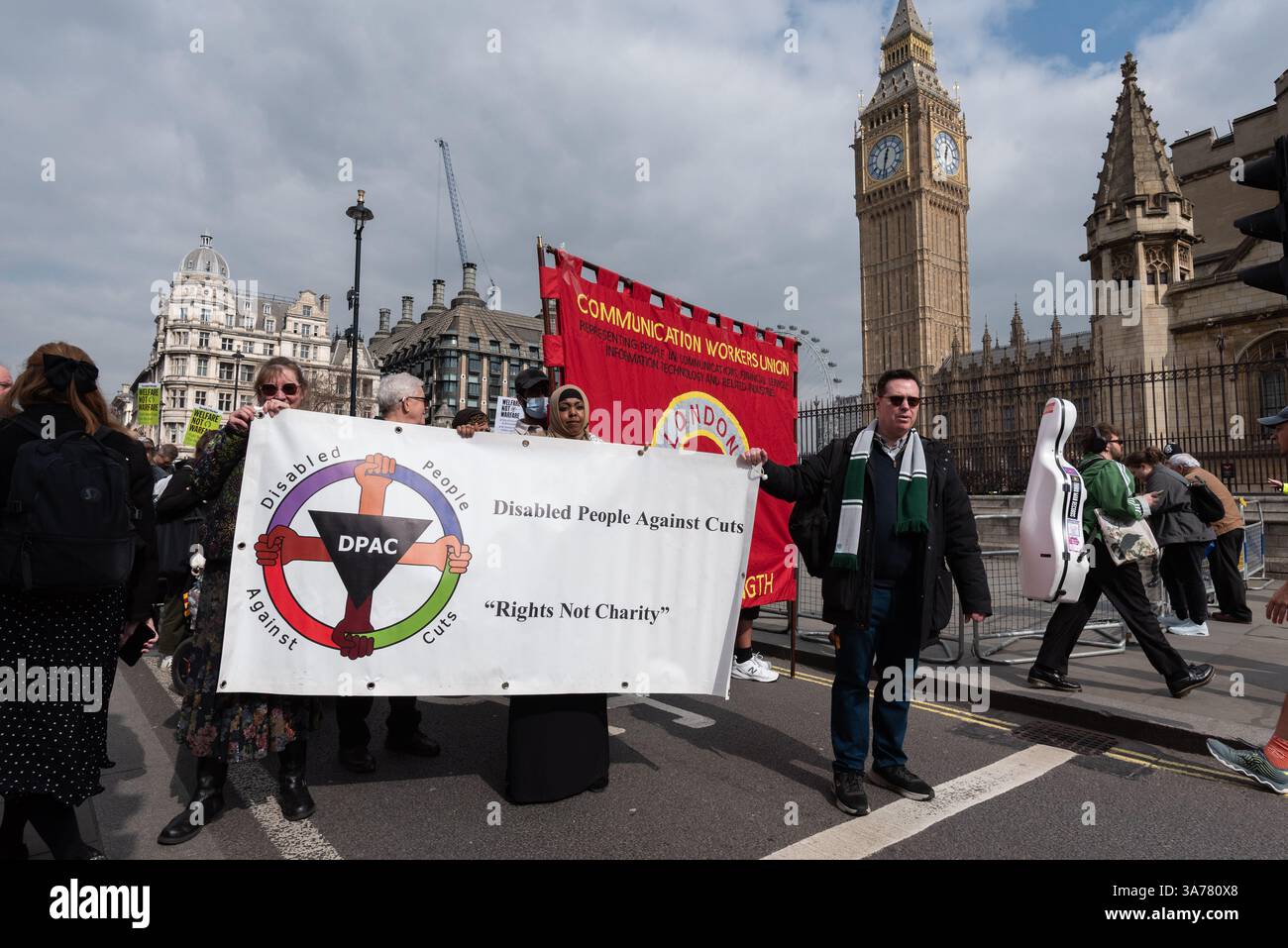 London, UK. 26 March, 2025. Disability rights activists, including from ...