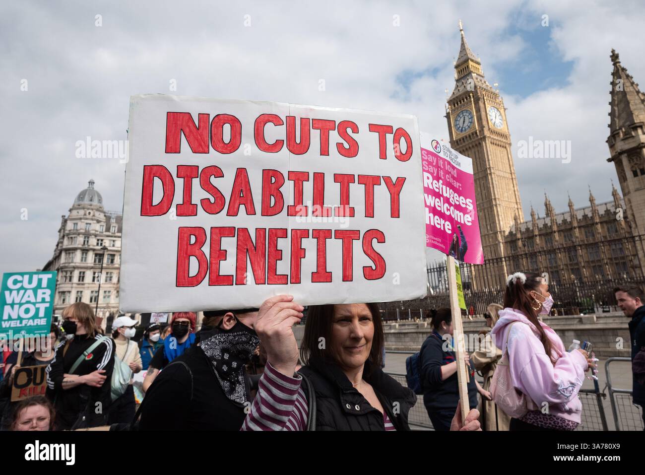 London, UK. 26 March, 2025. Disability rights activists, including from ...