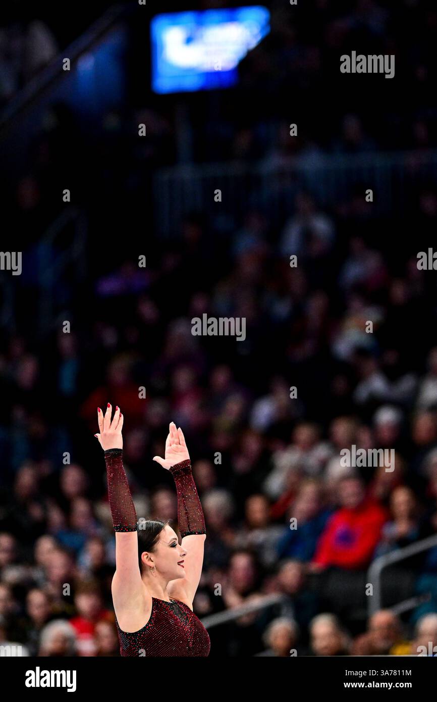 Sofia SAMODELKINA (KAZ), during Women Short Program, at the ISU World Figure Skating ...