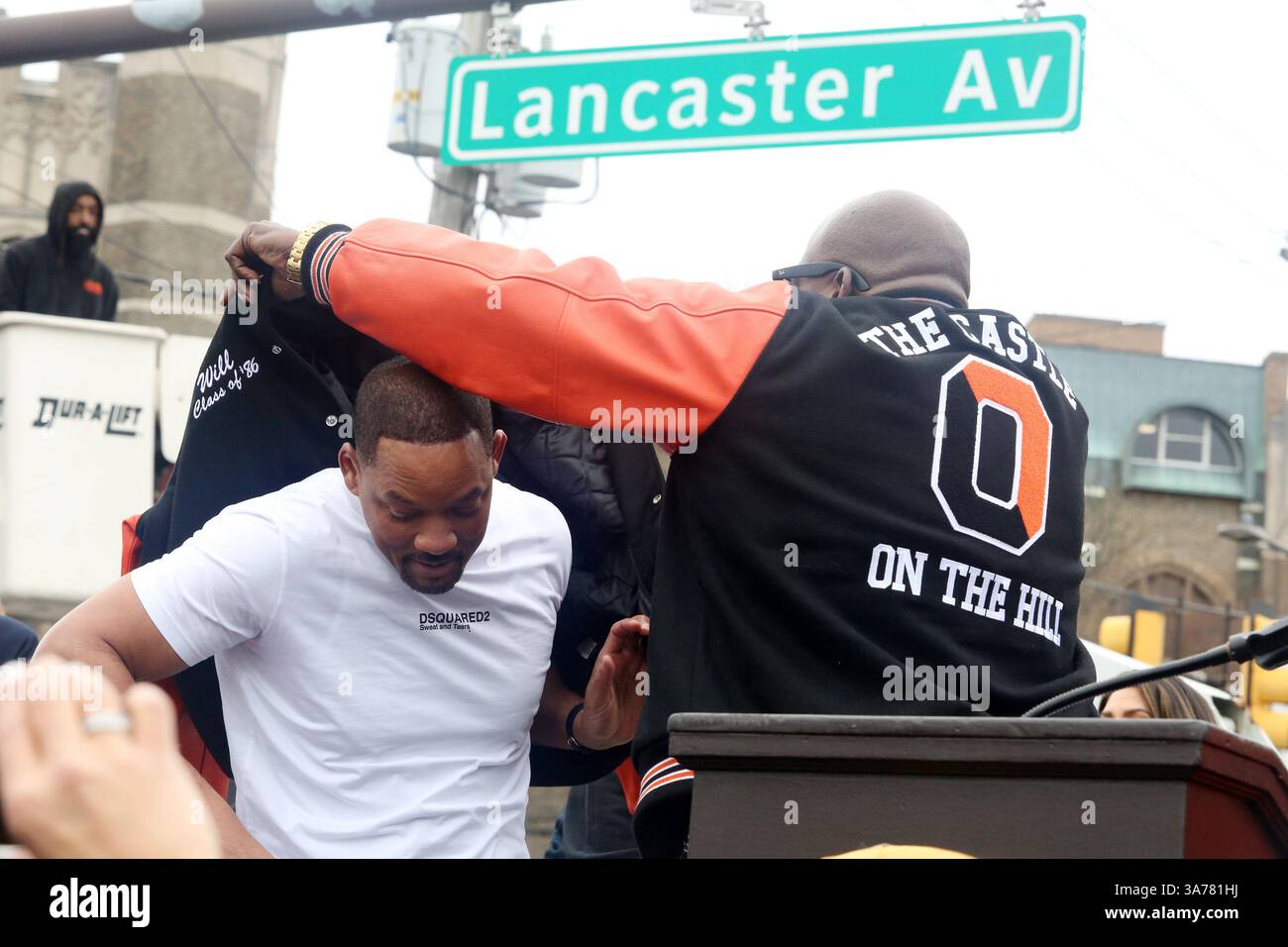 Will Smith pictured in Philadelphia at a street name change from 59th ...