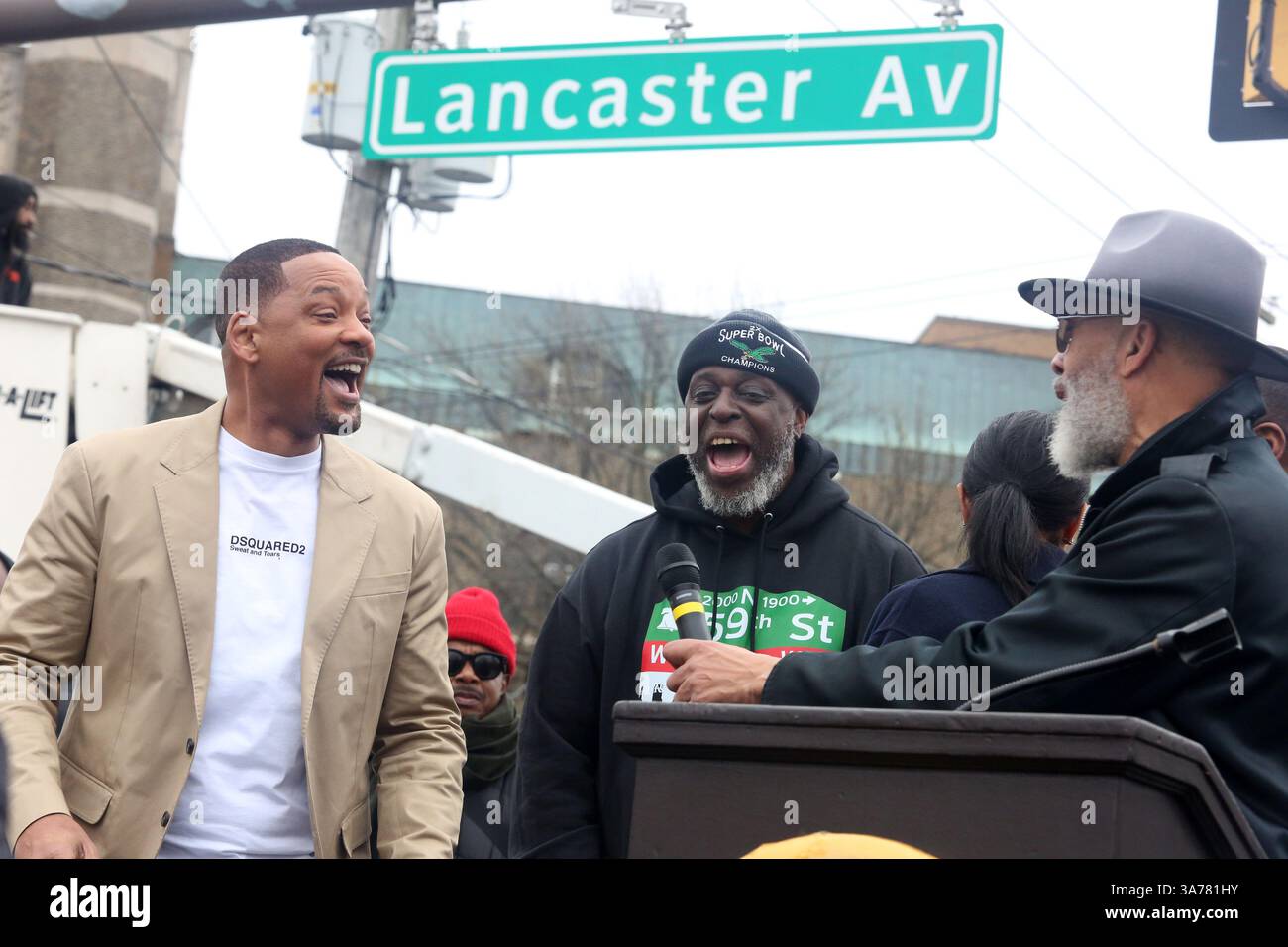 Will Smith pictured in Philadelphia at a street name change from 59th ...