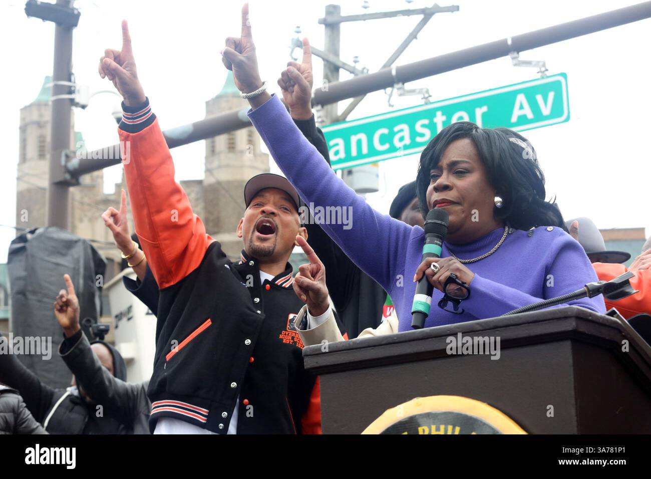 Will Smith pictured in Philadelphia at a street name change from 59th ...