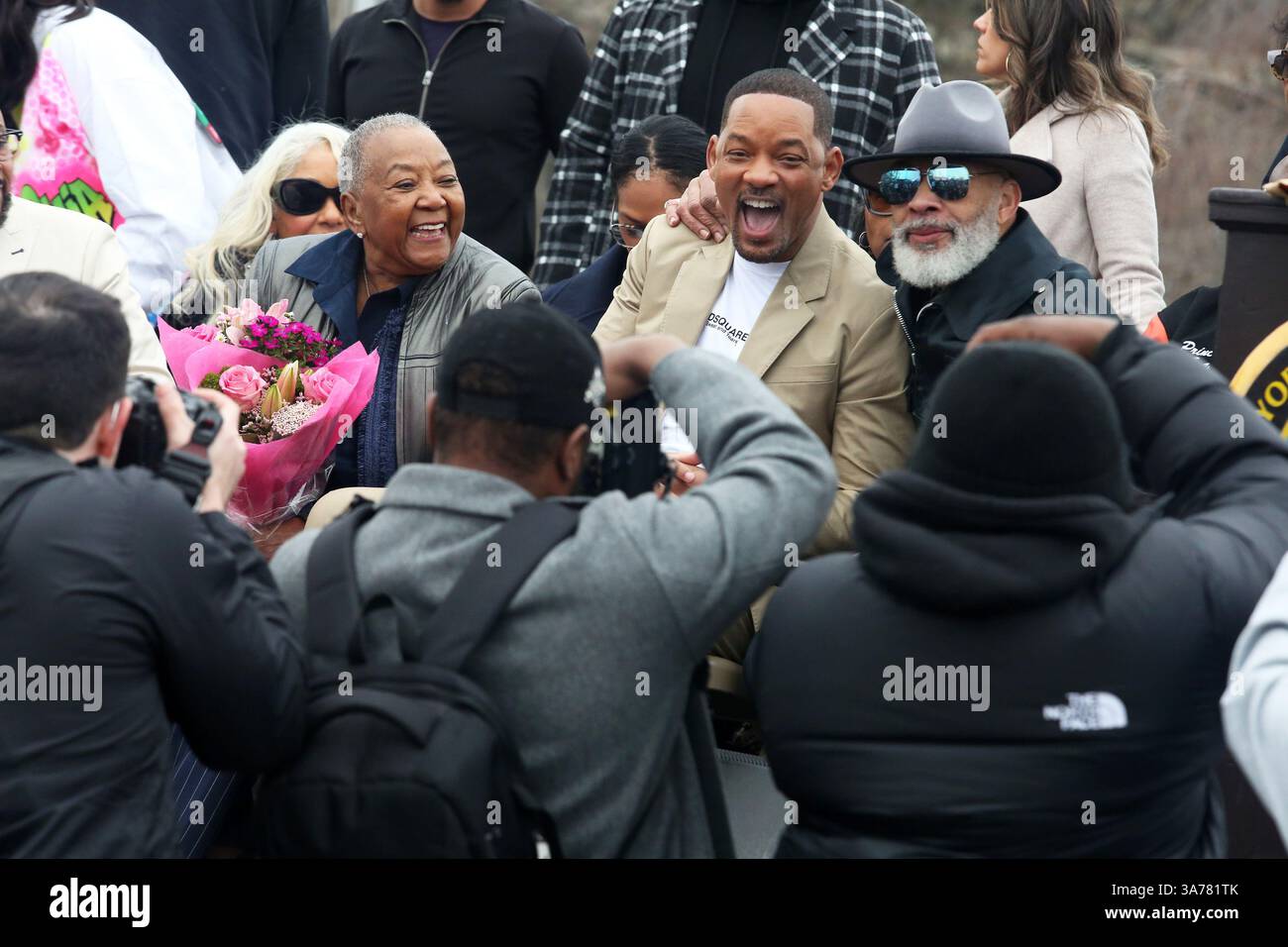 Will Smith pictured in Philadelphia at a street name change from 59th ...